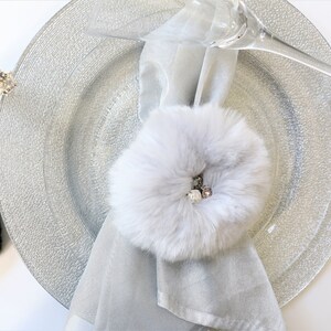 Napkin Rings, Napkin Holders, Mink Fur Napkin Rings, Light Gray, NEW ...