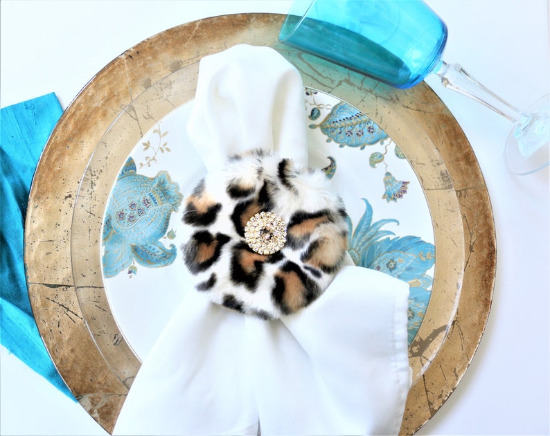 Napkin Rings Napkin Holders Fur Napkin Rings in Leopard - Etsy