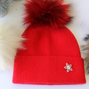 Red Cable Knit Beanie Cashmere Wool Knit Blend Hat Genuine - Etsy