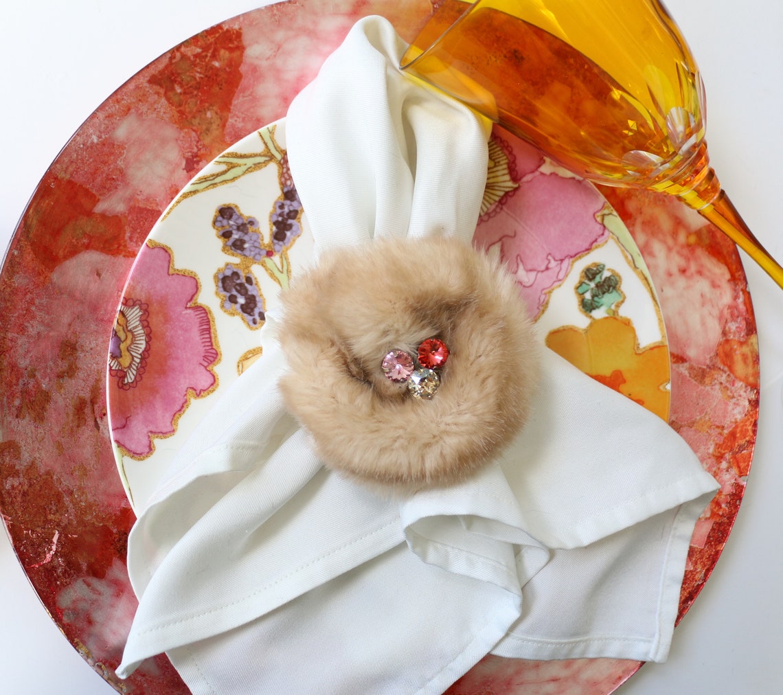 Napkin Rings Napkin Holders Mink Fur Napkin Rings NEW | Etsy