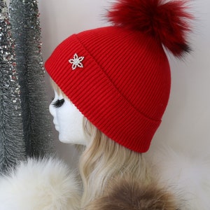 Red Cable Knit Beanie Cashmere Wool Knit Blend Hat Genuine - Etsy