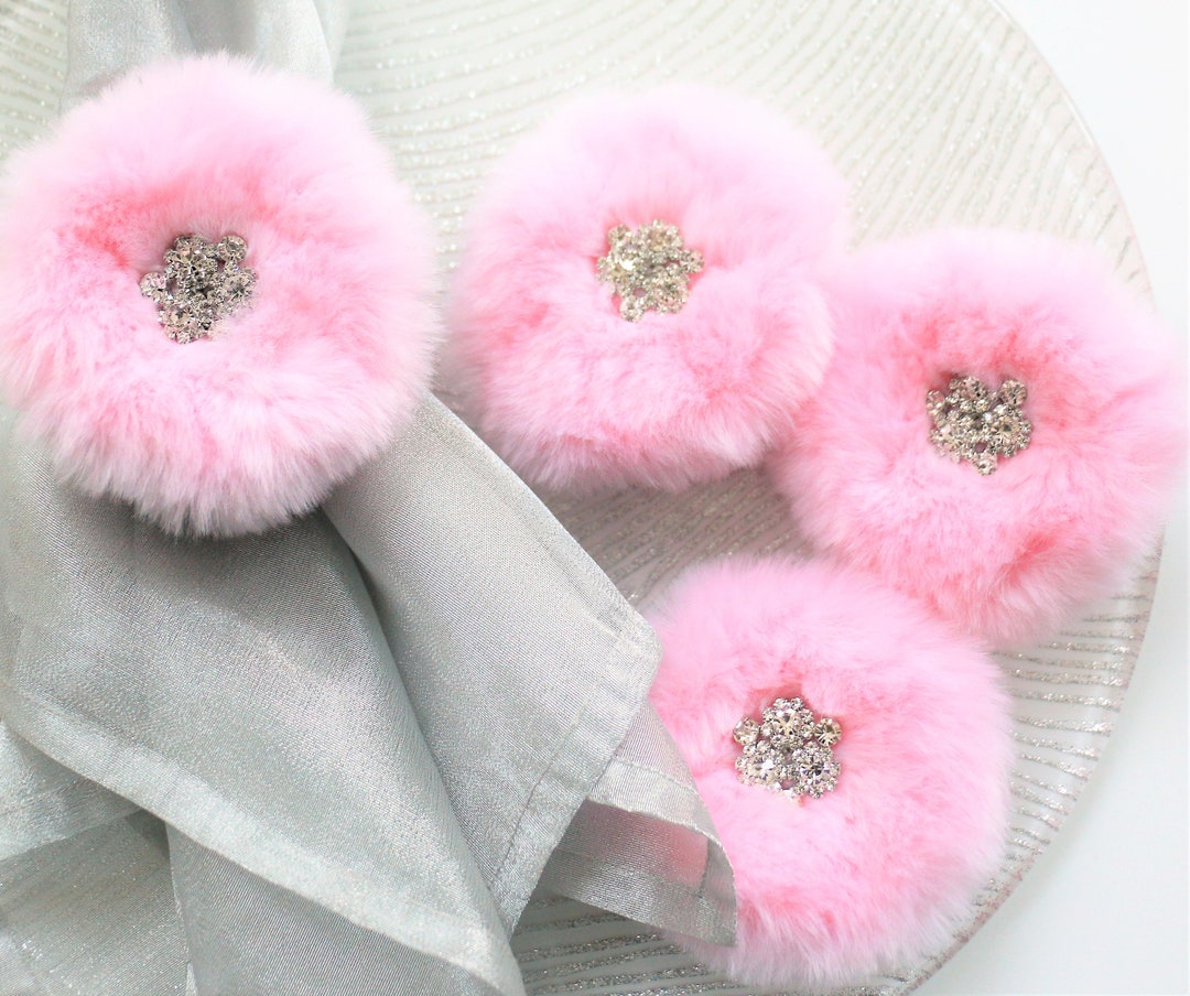 Easter Napkin Rings, Napkin Holders, Pastel Pink Mink Fur Napkin Rings ...