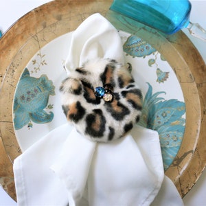 Napkin Rings, Napkin Holders, Fur Napkin Rings in Leopard Print, NEW ...