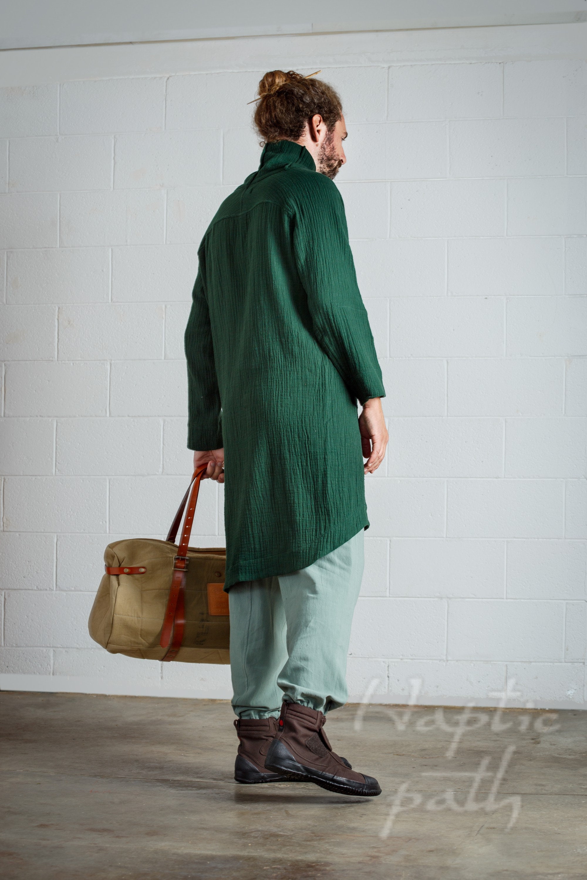 Green Robe | Extra Long Hemp Shirt for Man | Comfortable Oversized ...