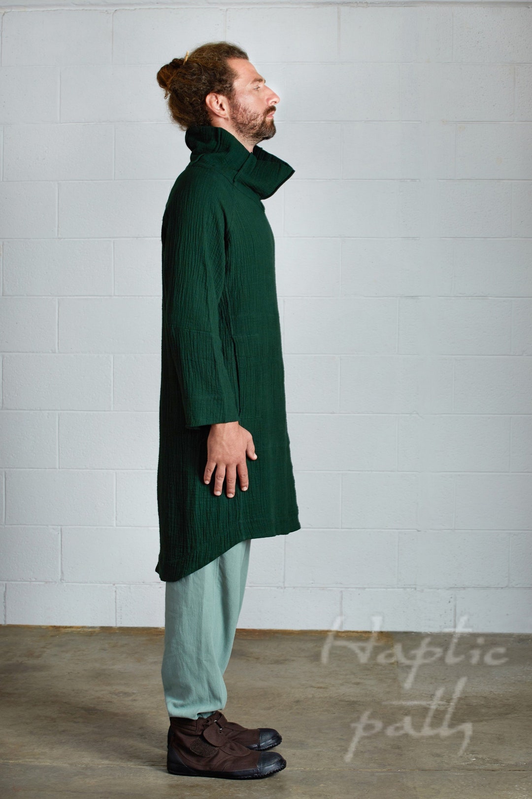 Green Robe | Extra Long Hemp Shirt for Man | Comfortable Oversized ...