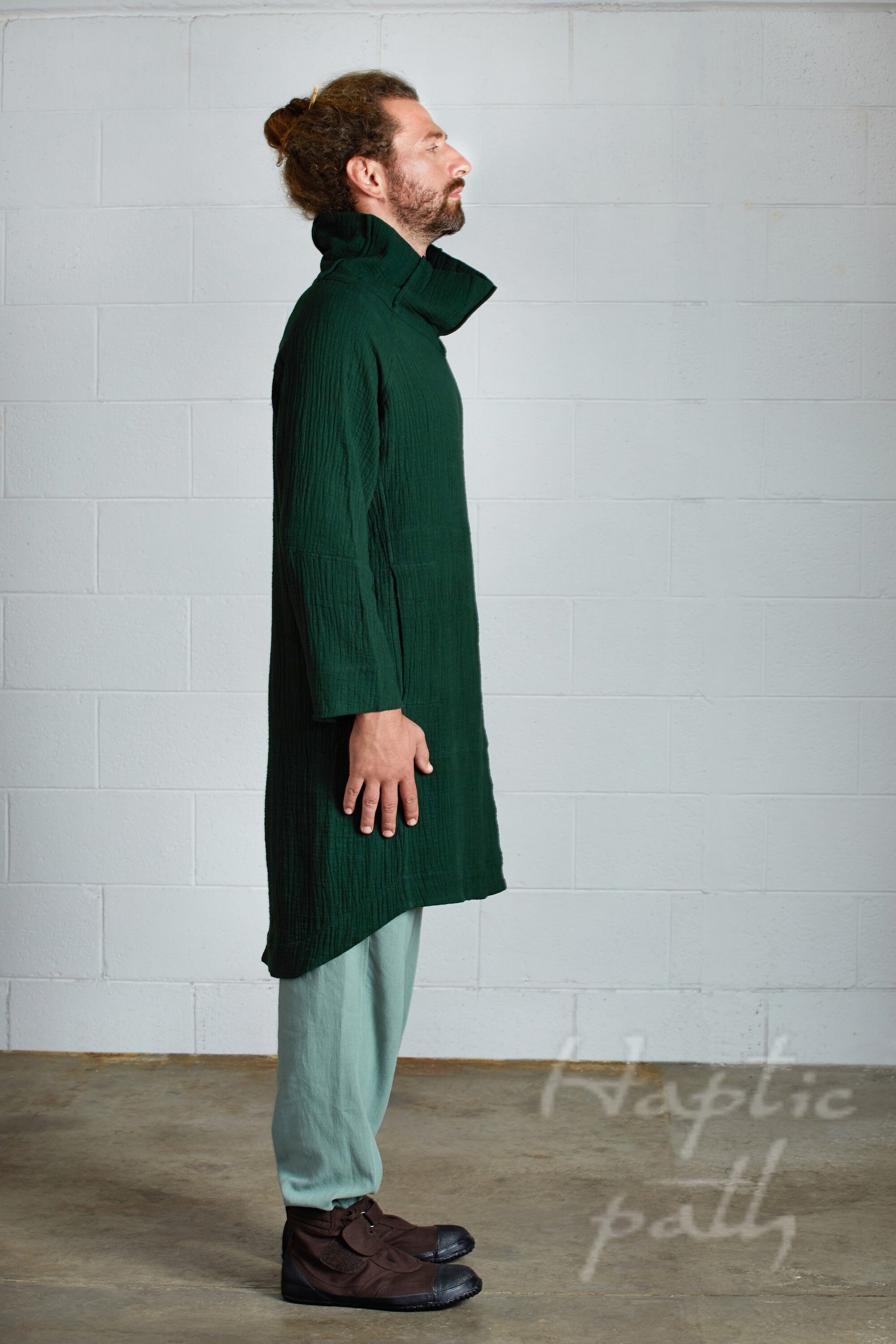 Green Robe | Extra Long Hemp Shirt for Man | Comfortable Oversized ...