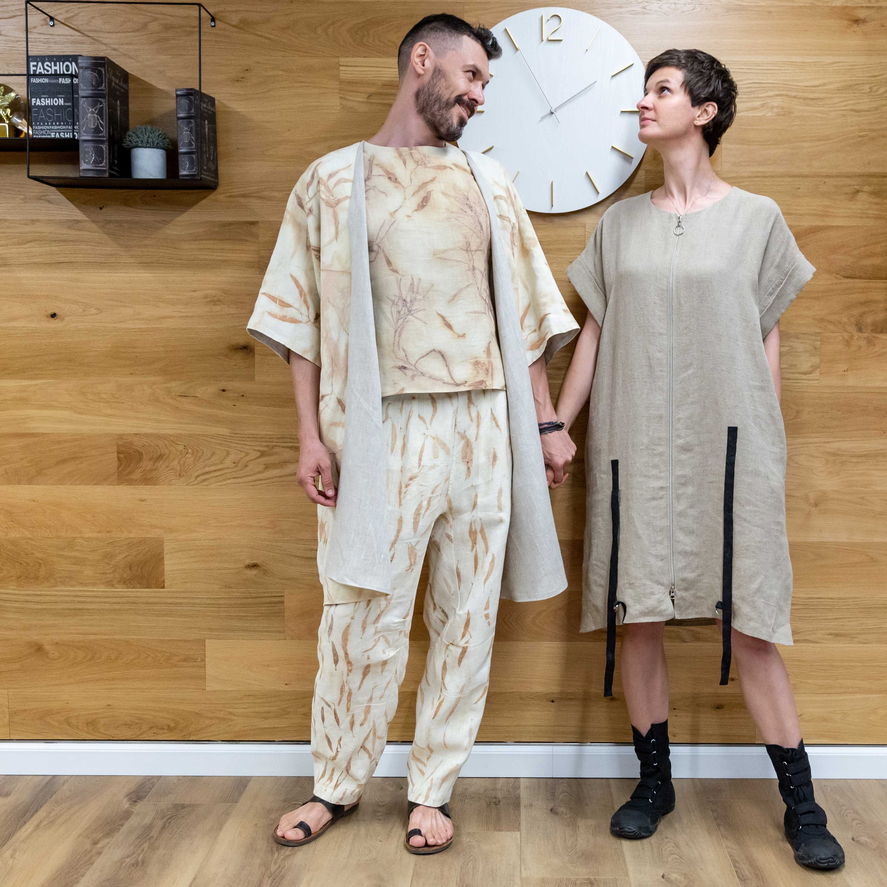 Linen Dress Long Summer Tunic Unisex Shirt Dress Ethical - Etsy Israel