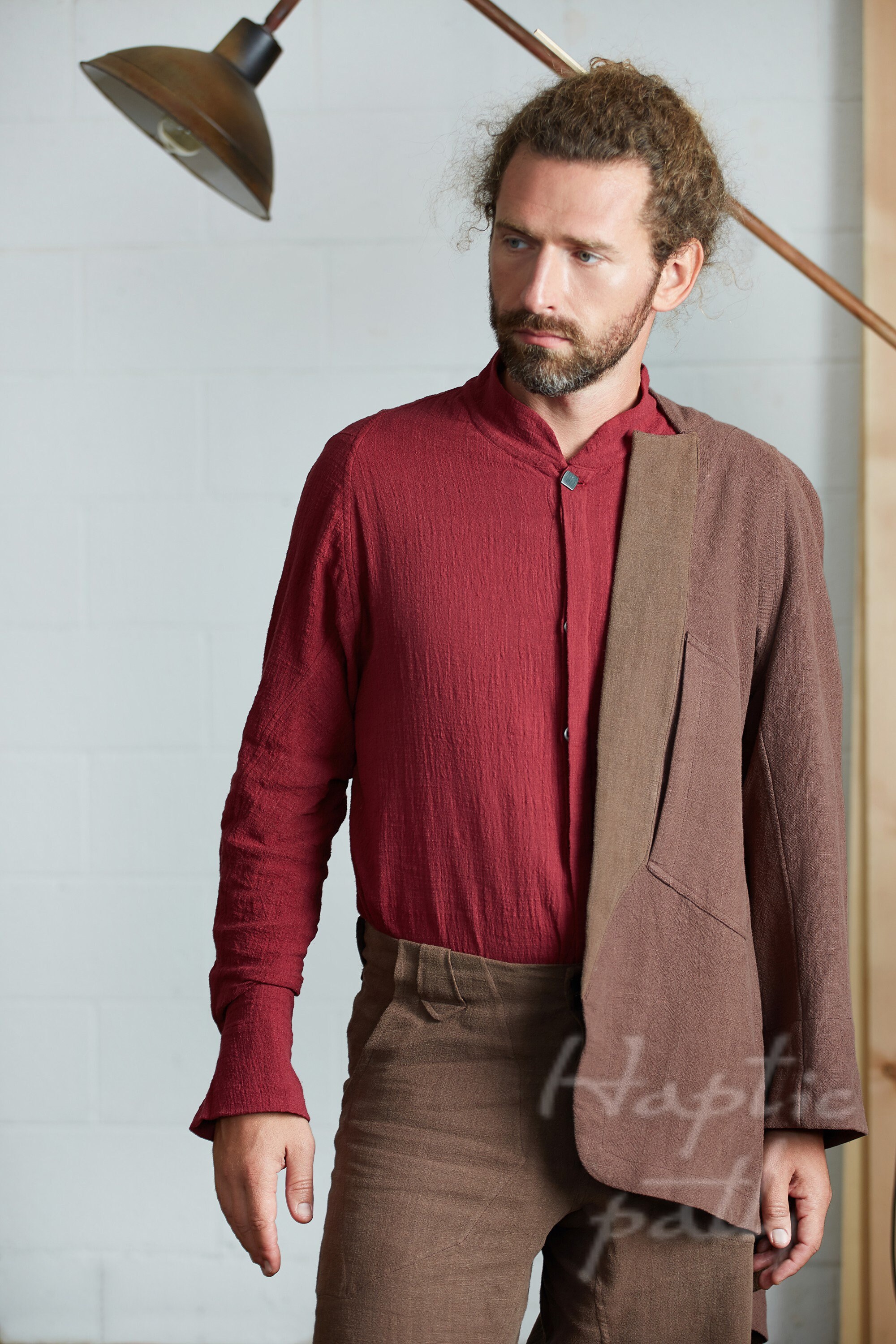 Wide Natural Pants Sepia Brown Comfortable Trousers Designer's Mens ...