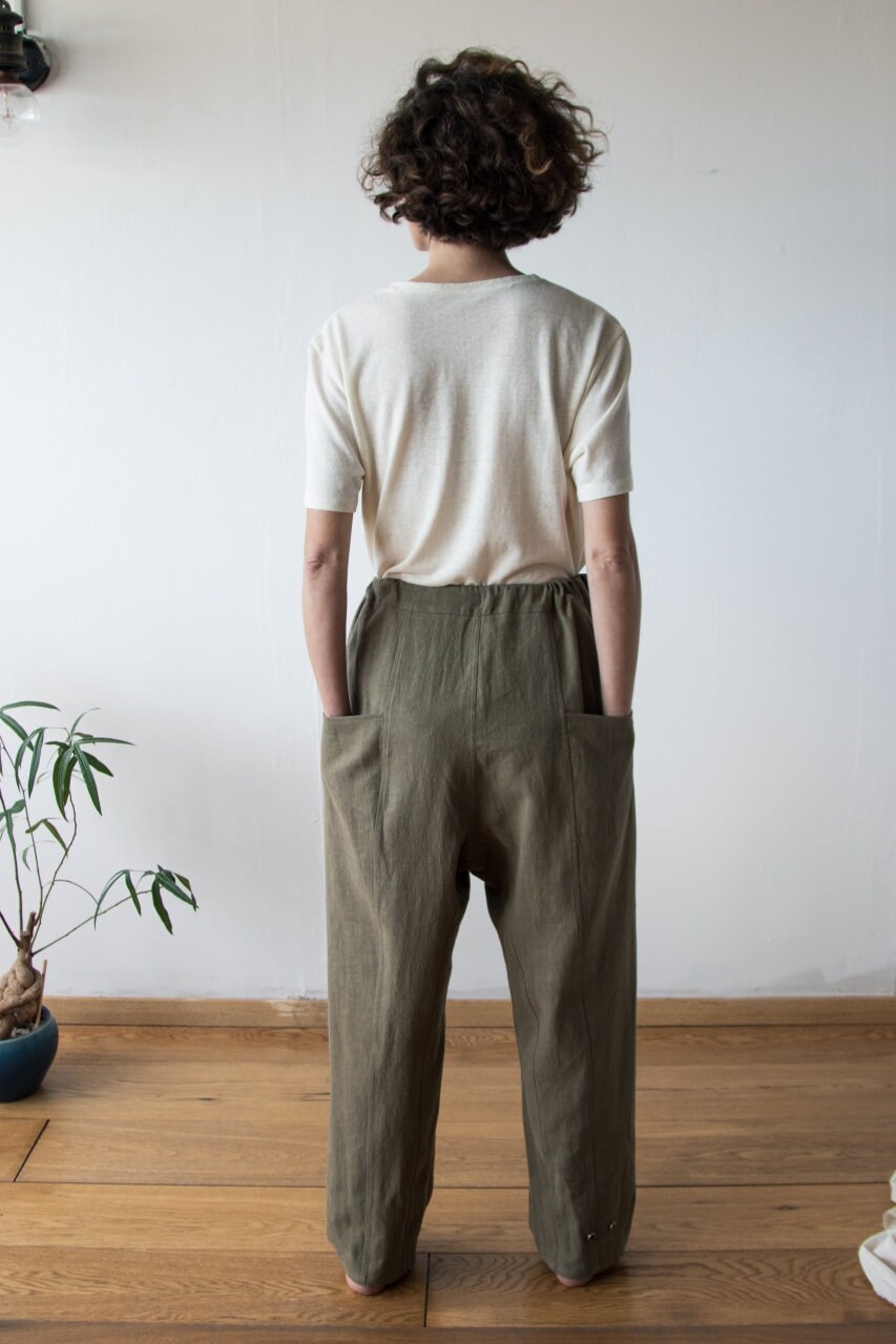 Unisex Hemp Pants Wide Comfortable Trousers Designer's Dropcrotch Pants ...