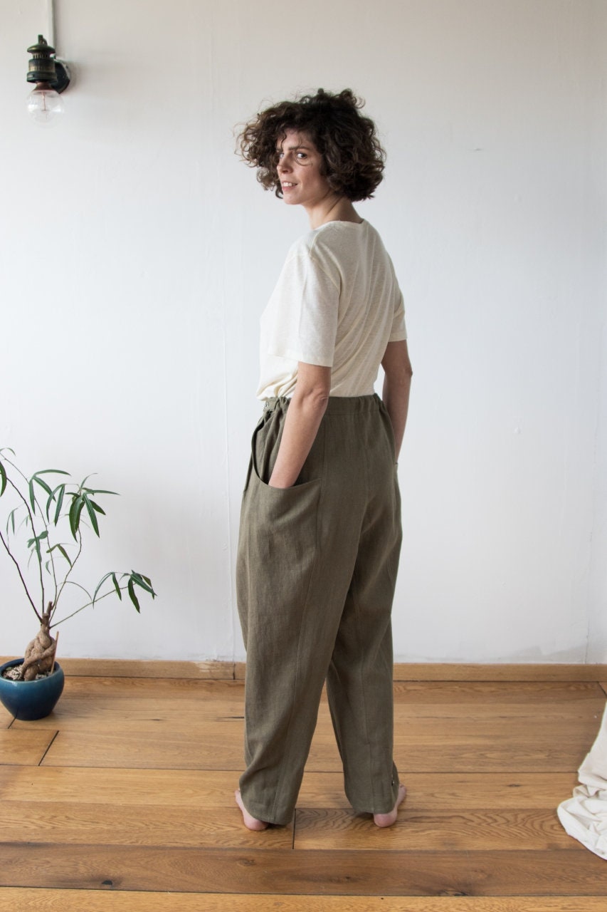 Unisex Hemp Pants Wide Comfortable Trousers Designer's Dropcrotch Pants ...