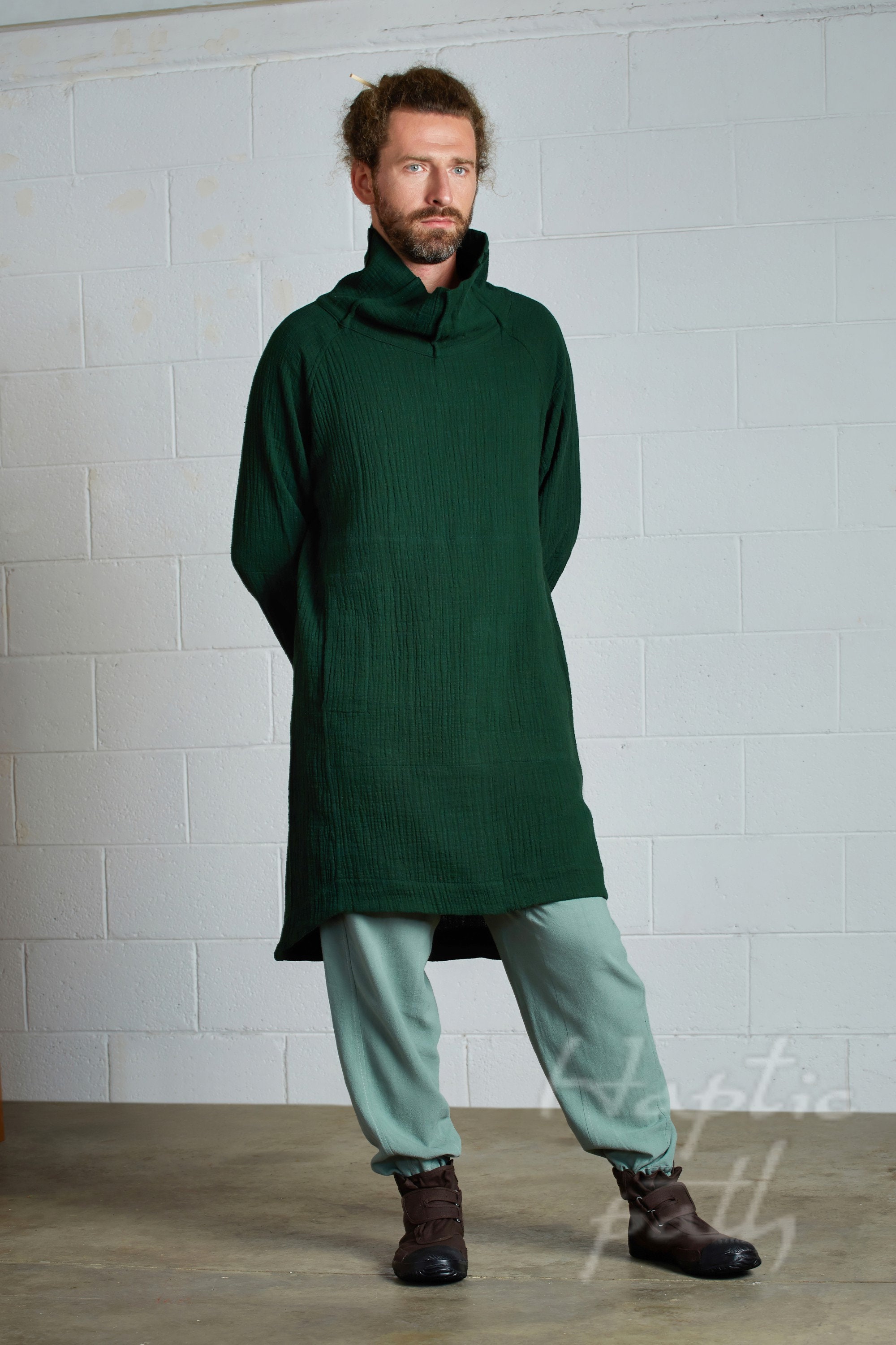 Green Robe | Extra Long Hemp Shirt for Man | Comfortable Oversized ...