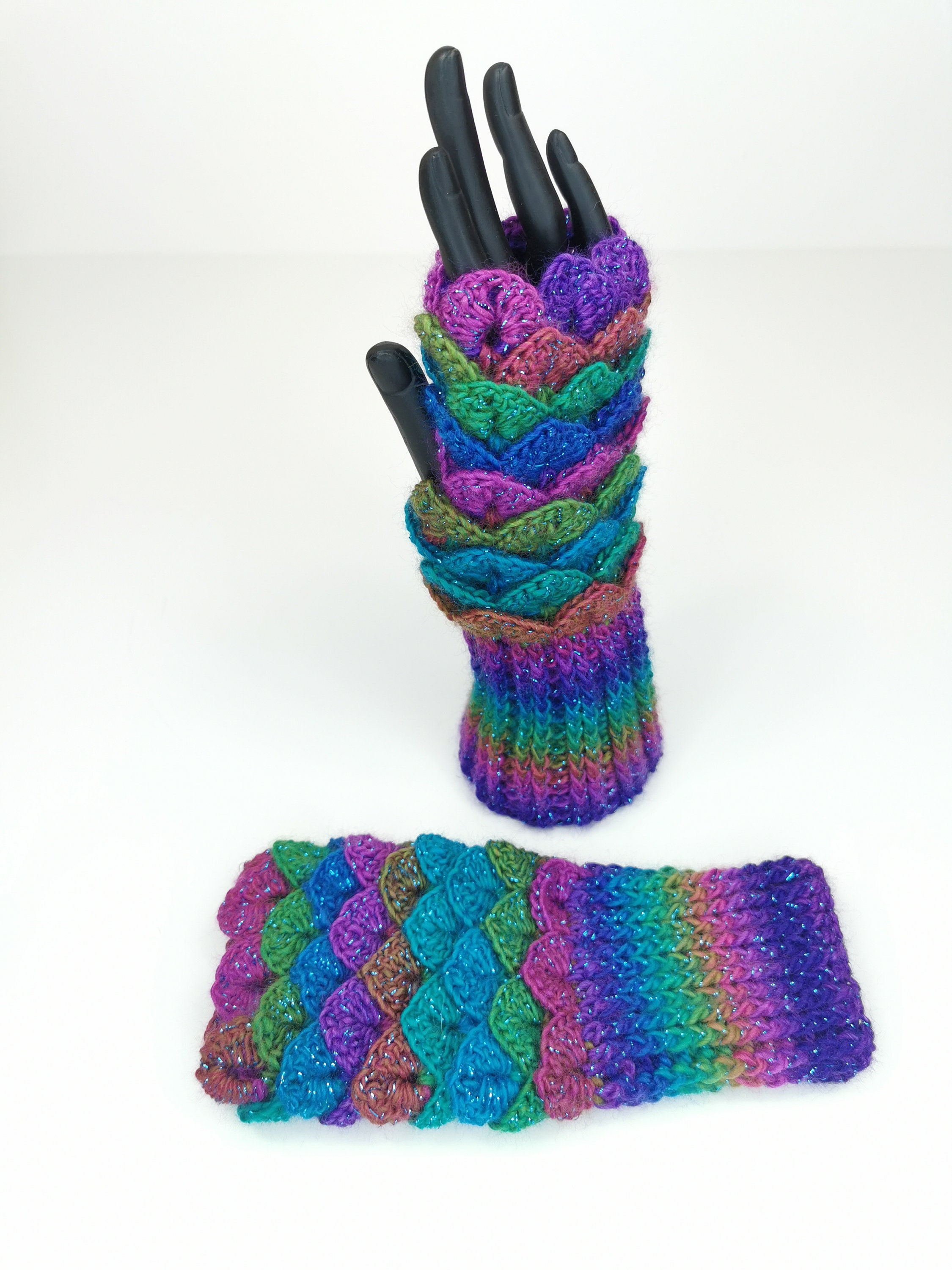 Crochet Dragon Scale Hat Crocodile Stitch Hat Fingerless | Etsy