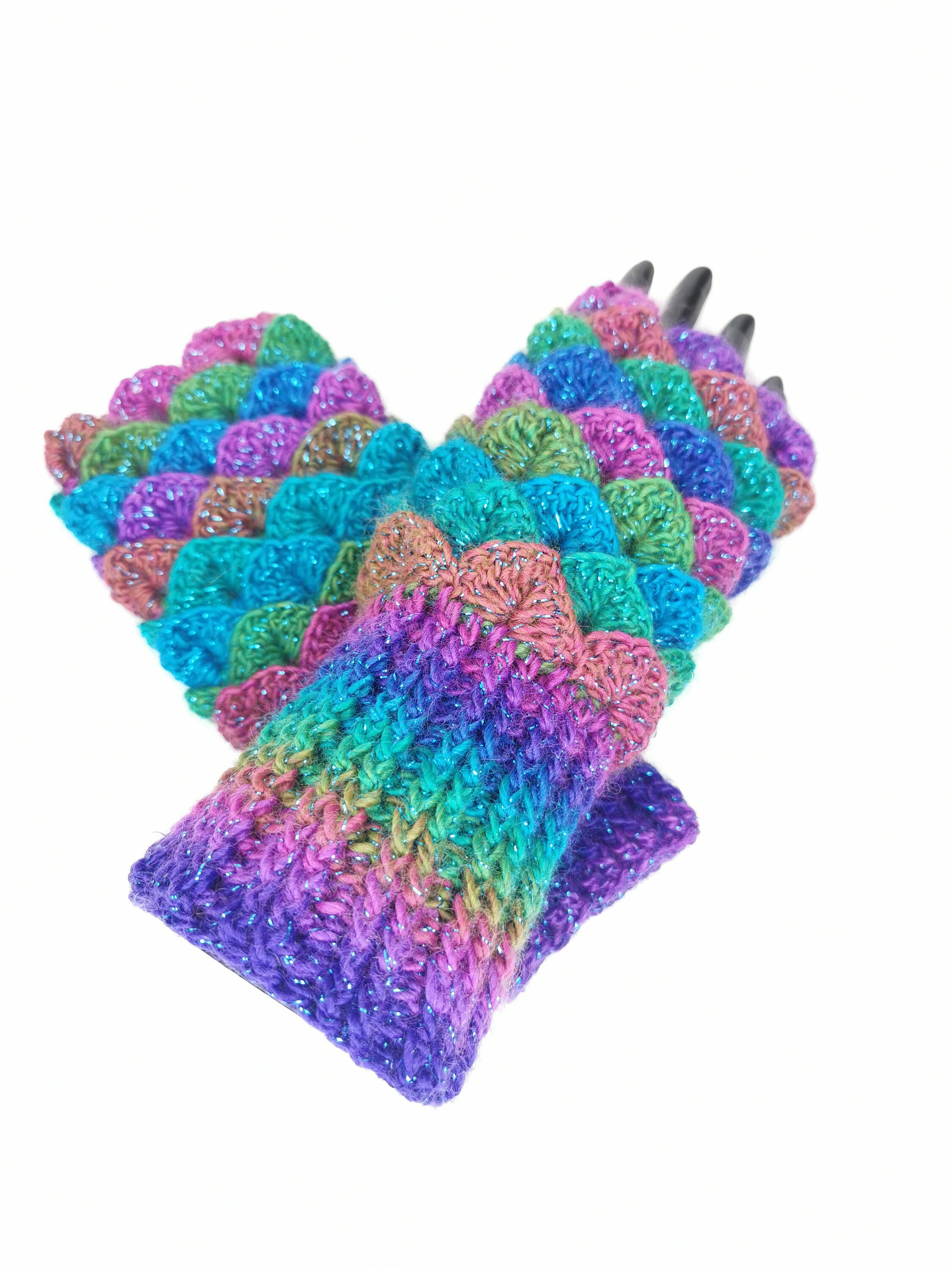 Crochet Dragon Scale Hat Crocodile Stitch Hat Fingerless | Etsy