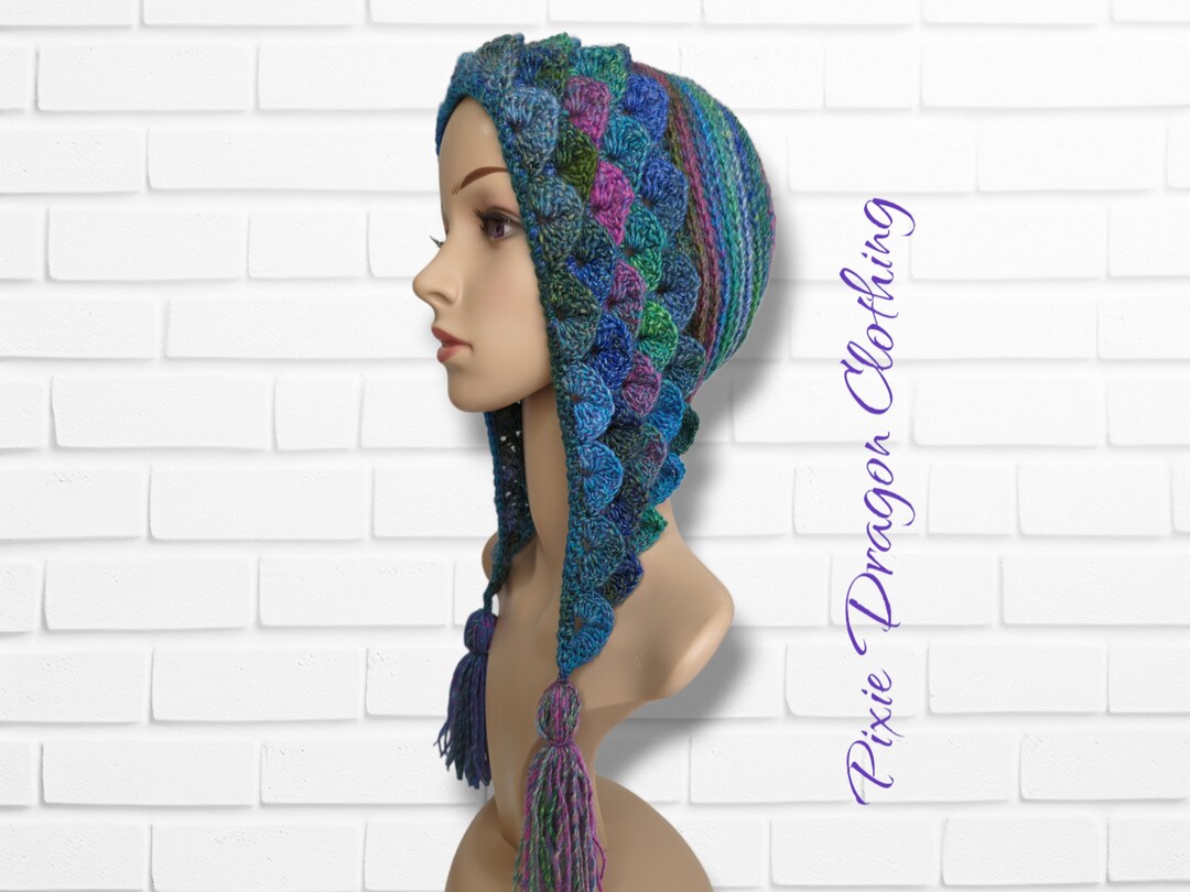 Womens Crochet Dragon Scale Hat Ladies Knitted Hat Mermaid - Etsy UK
