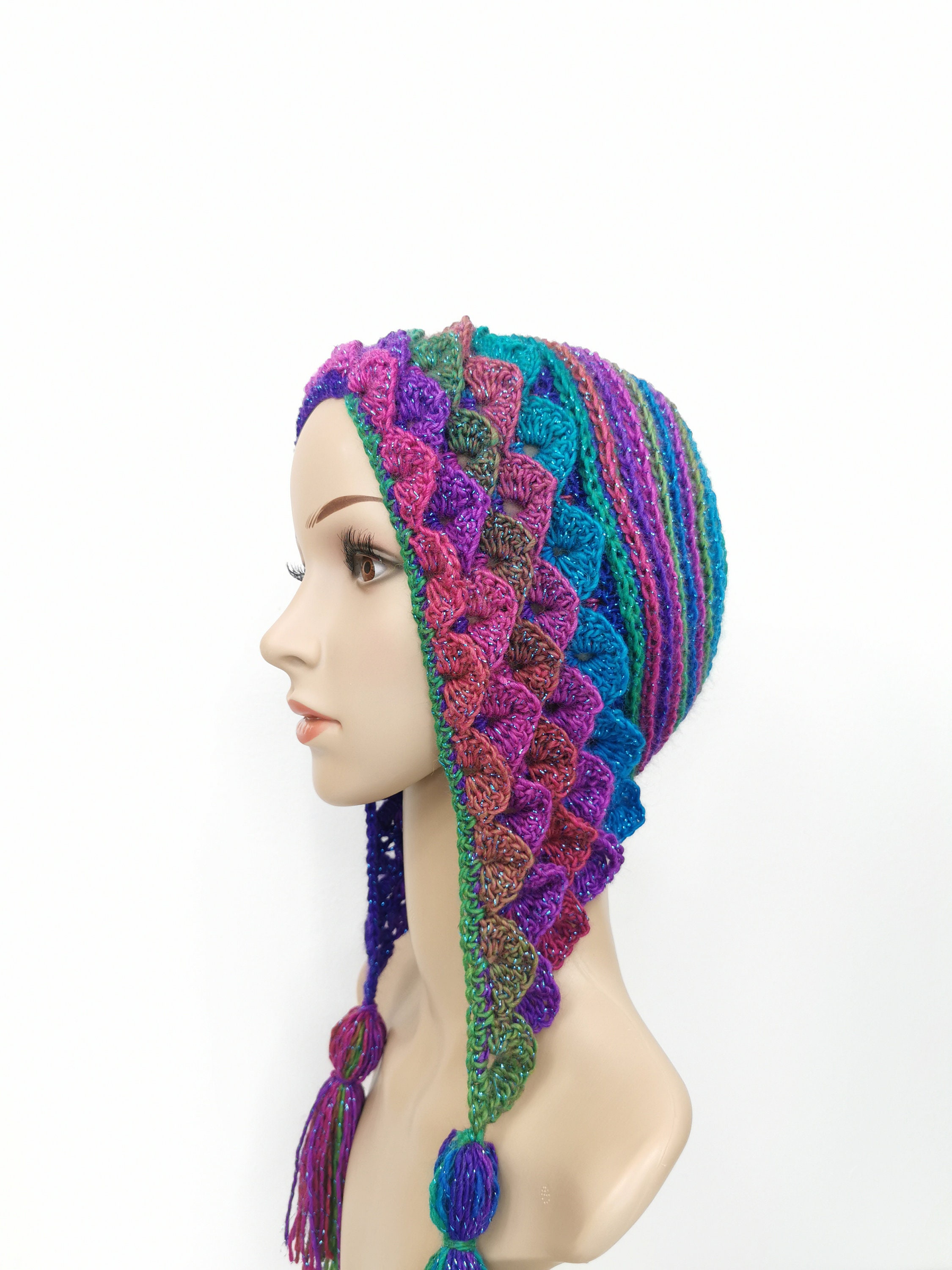 Crochet Dragon Scale Hat Crocodile Stitch Hat Fingerless | Etsy