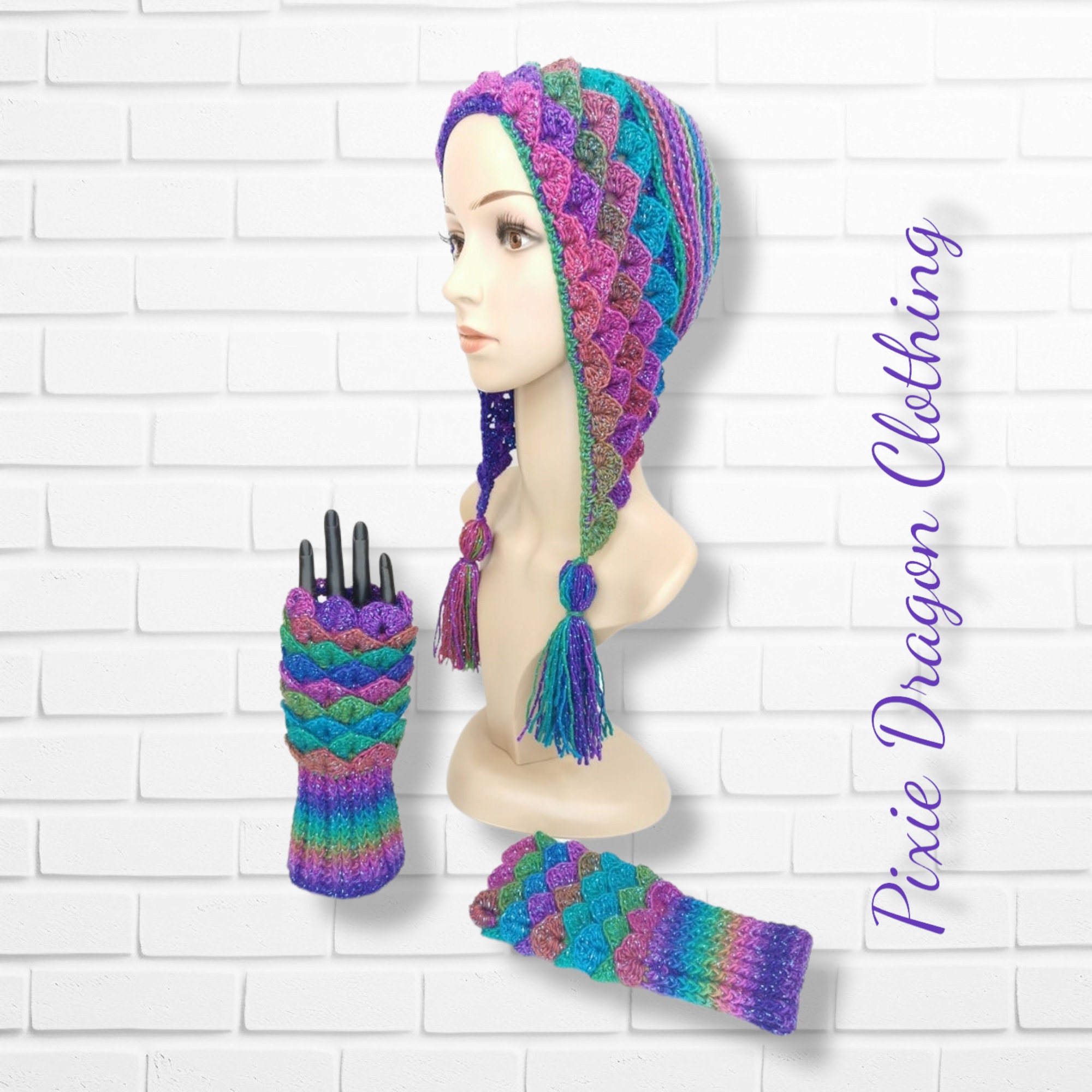 Crochet Dragon Scale Hat Crocodile Stitch Hat Fingerless - Etsy