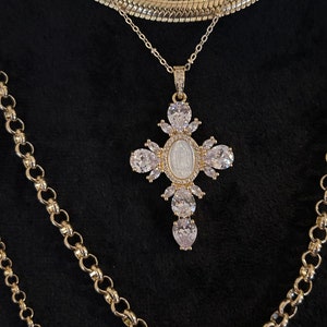 CZ Diamond Crystal Cross Necklace, Cross Necklace, Cross Pendent ...