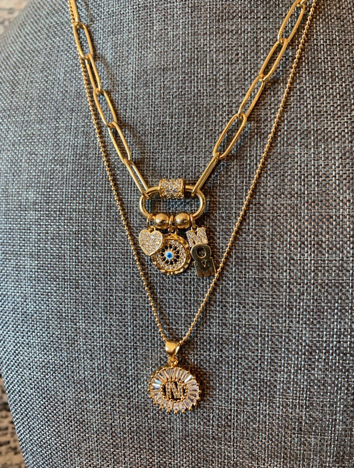 Carabiner Multi Charm Necklace, Mom Necklace, Mama Necklace, Mothers ...