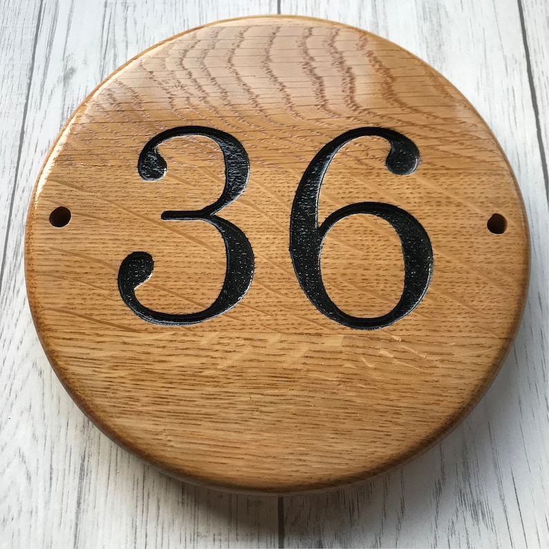 Oak House Number Sign - Etsy