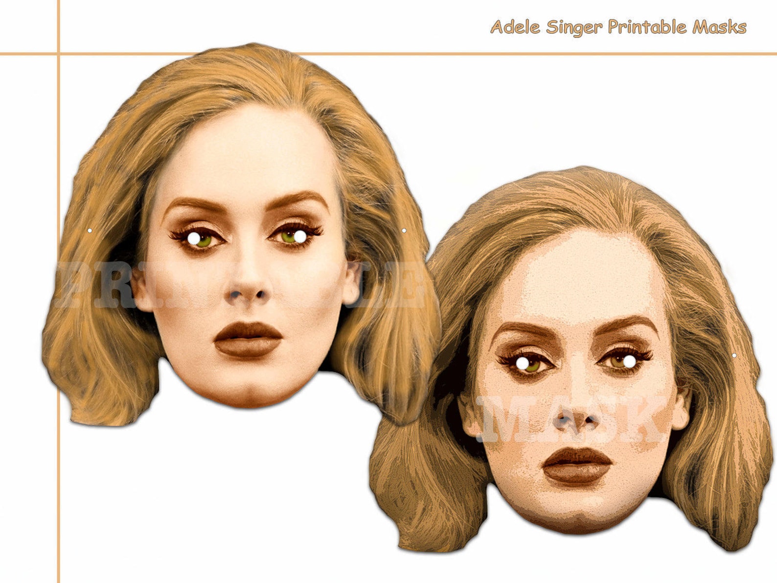 Unique Adele Singer Printable Mask costumes musician pop | Etsy