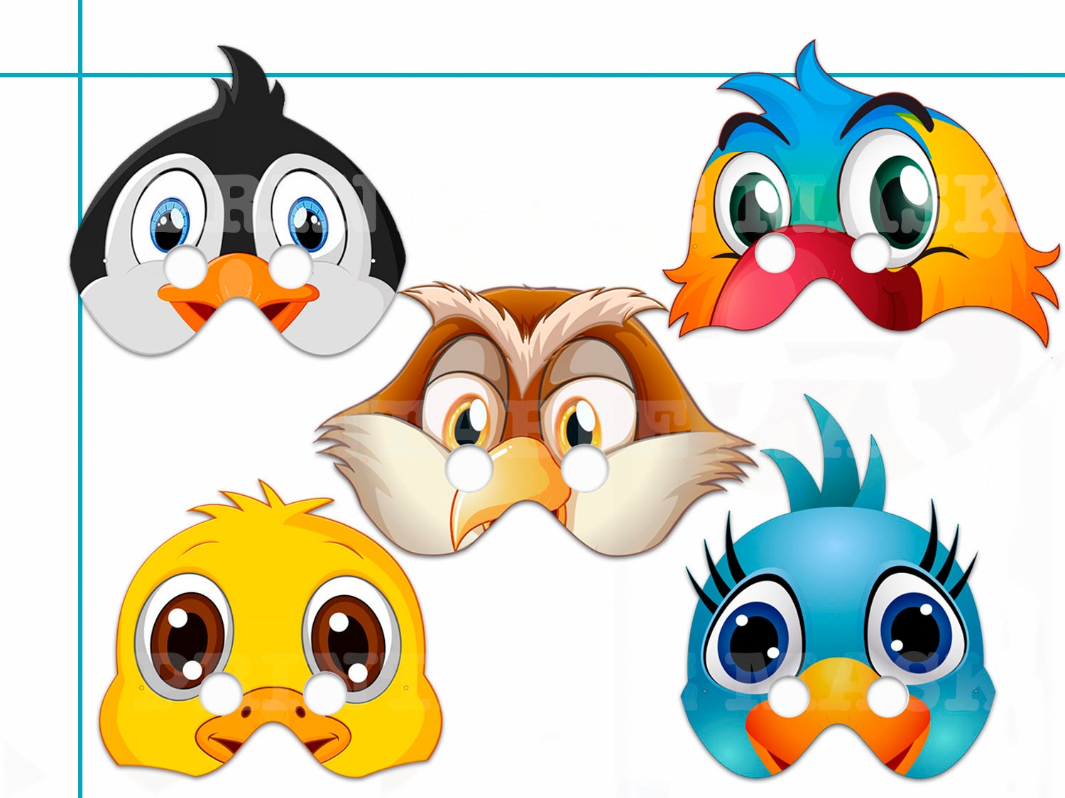 Birds Printable Masks paper mask photo booth props Birds | Etsy