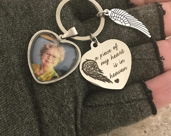 Personalized Photo Memorial Keychain: Stainless Steel Angel Wing ...