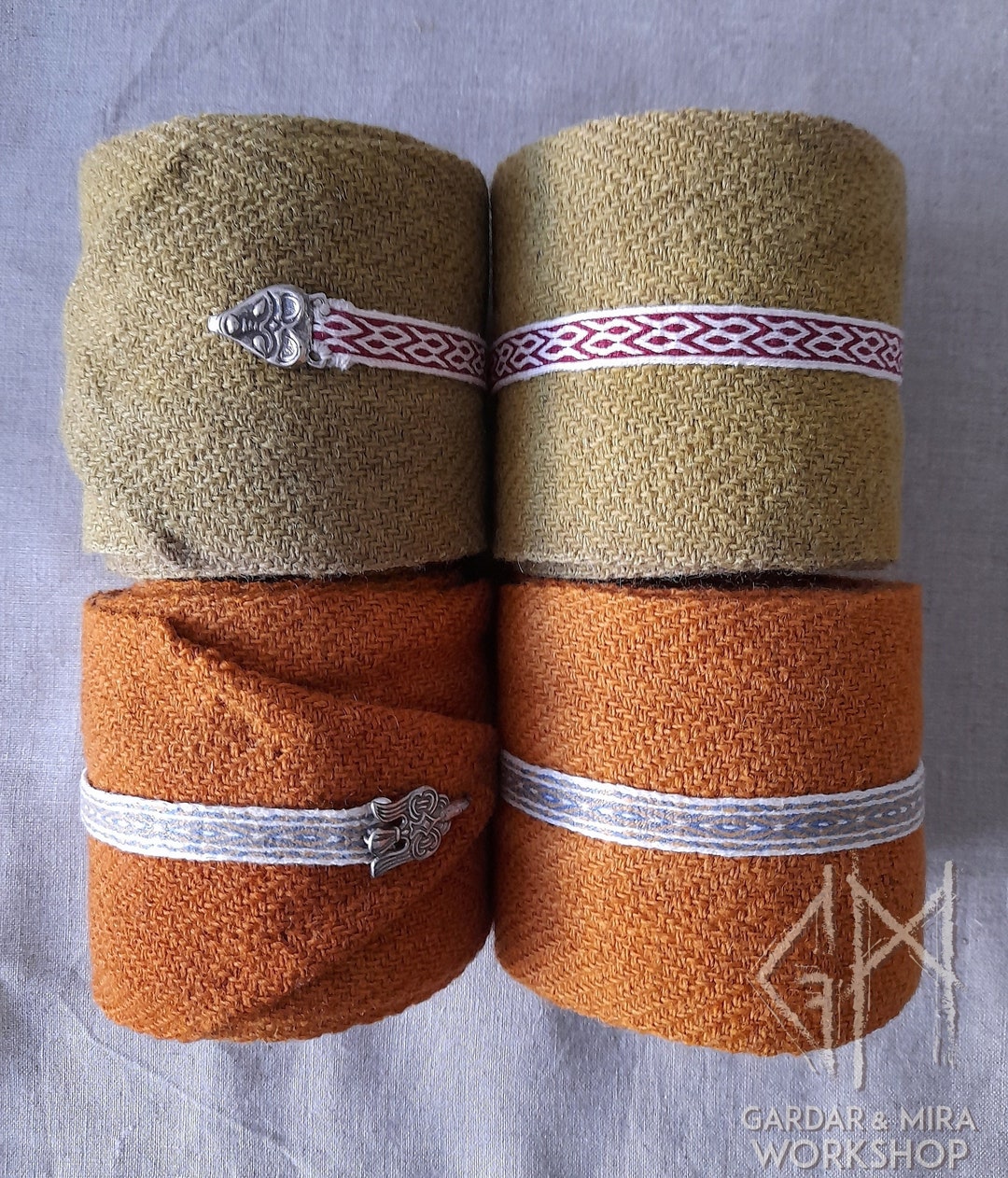 Vking Woolen Leg Wraps, 4 Meters per Leg, Naturally Dyed, Viking Birka ...