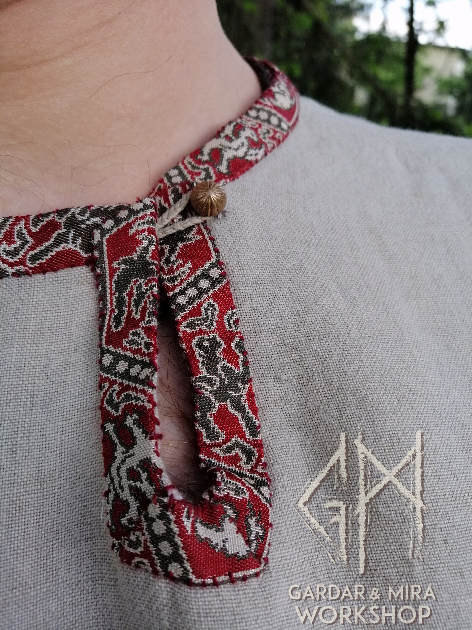 Viking Linen Shirt With Silk, Reenactment, Viking Linen Tunic - Etsy