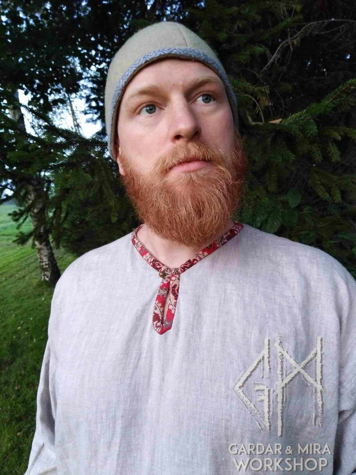 Viking Linen Shirt With Silk, Reenactment, Viking Linen Tunic - Etsy