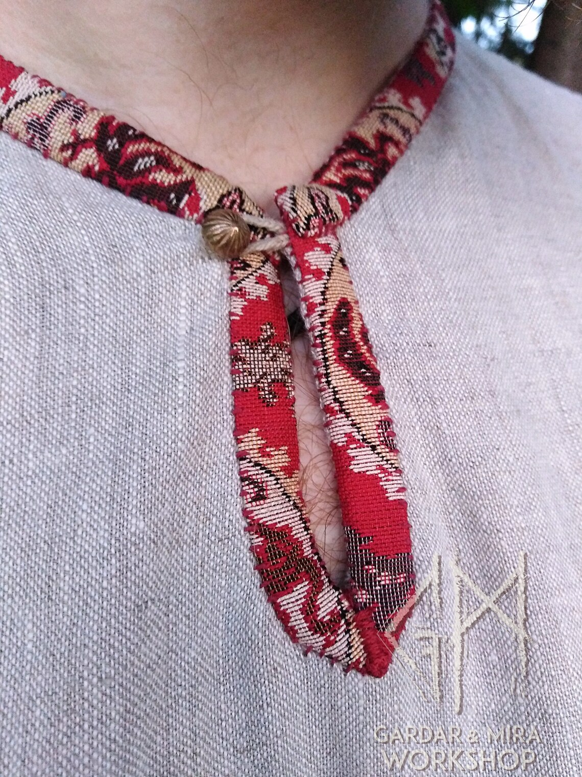 Viking Linen Shirt With Silk, Reenactment, Viking Linen Tunic - Etsy