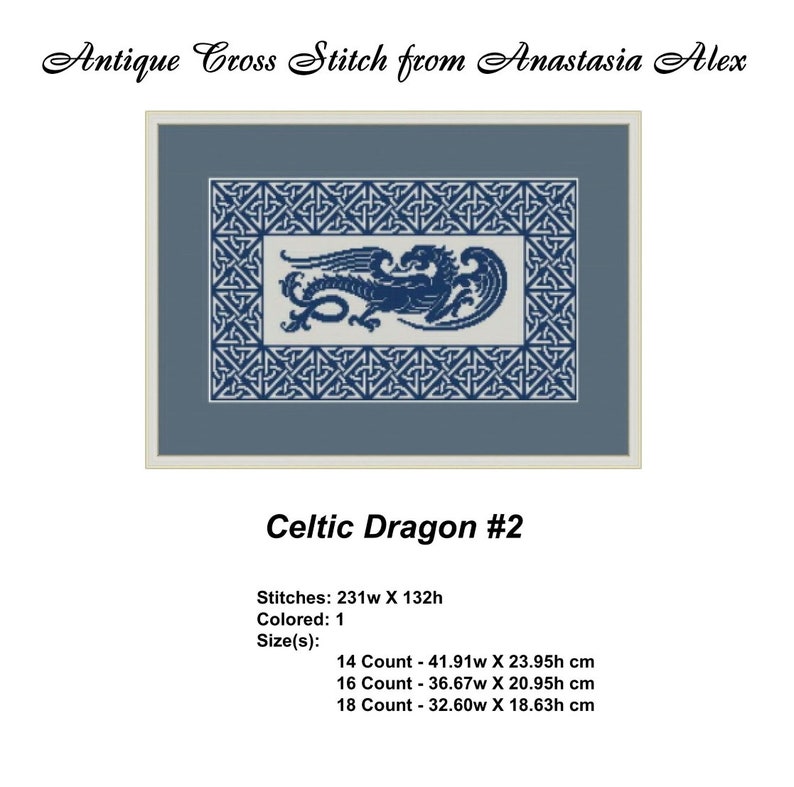 Celtic Dragon 2 Antique Filet Crochet Pattern PDF Vintage | Etsy
