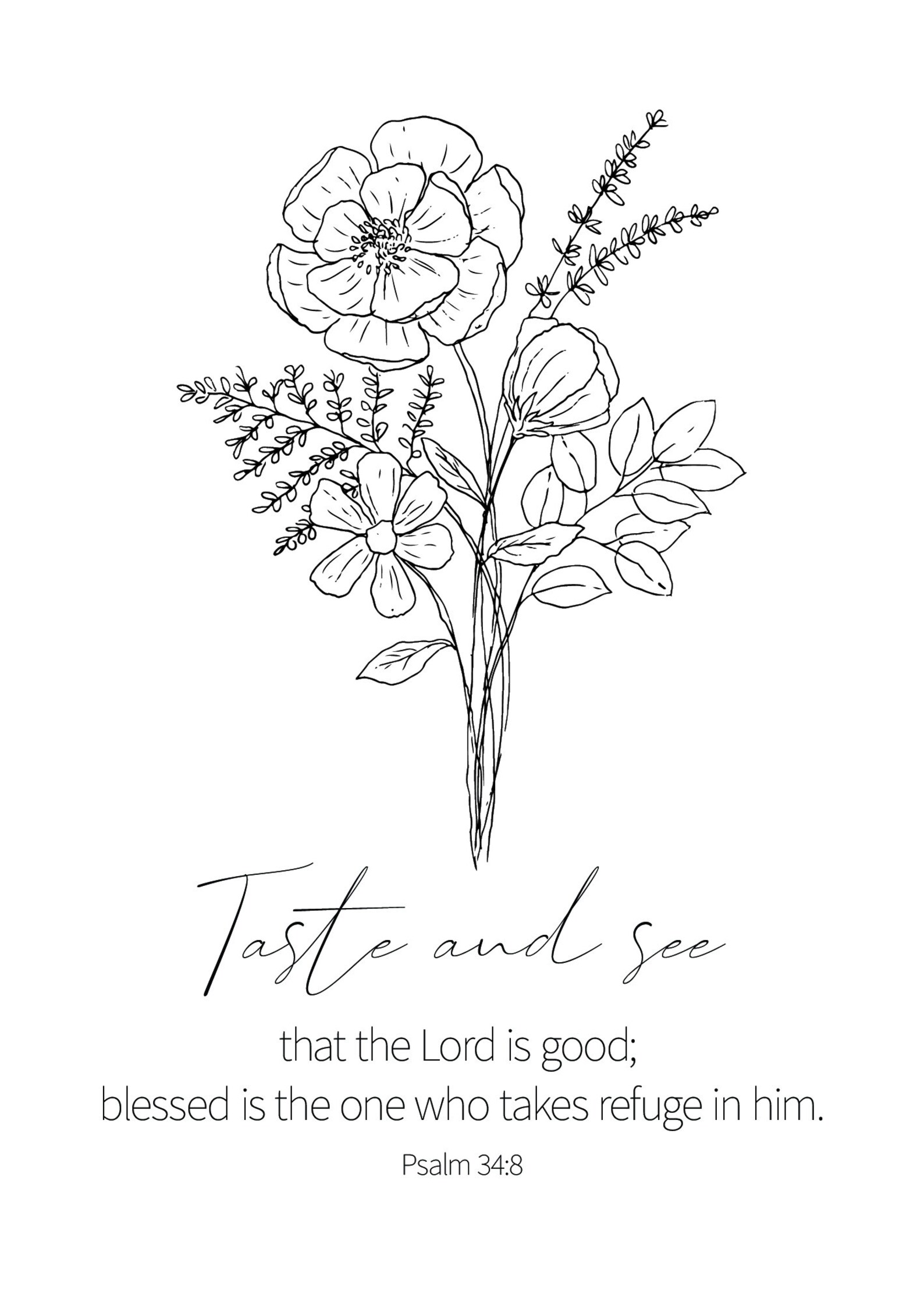Inspirational Bible Verses With Floral Wall Art | Set of 3 Poster ...