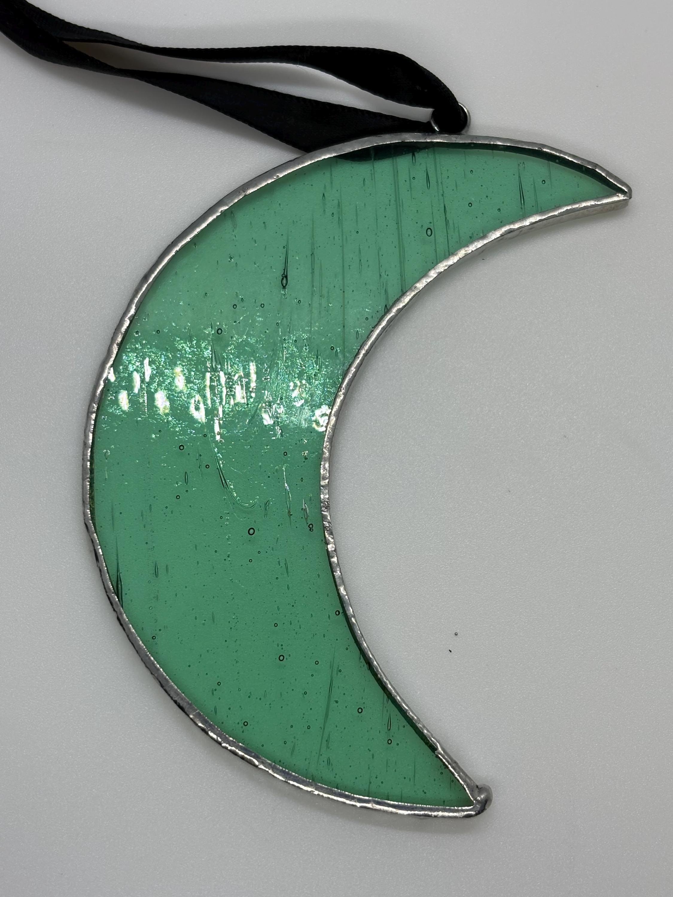 Stained Glass Green Moon - Etsy