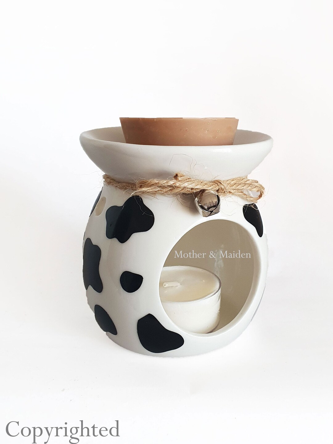 Cow Print Burner, Cow Pattern Wax Melter, Dalmatian Oil Burner, Black ...