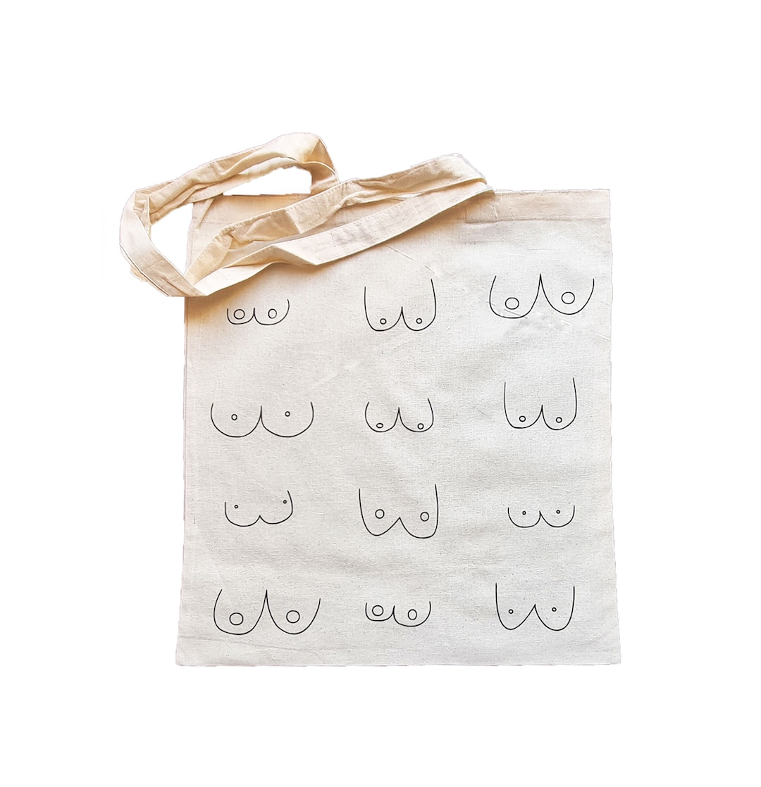 Tote Bag Boobs Boobie Aesthetic, Breasts, Body Positive, Sex Positivity, Booby Outlines, Line ...