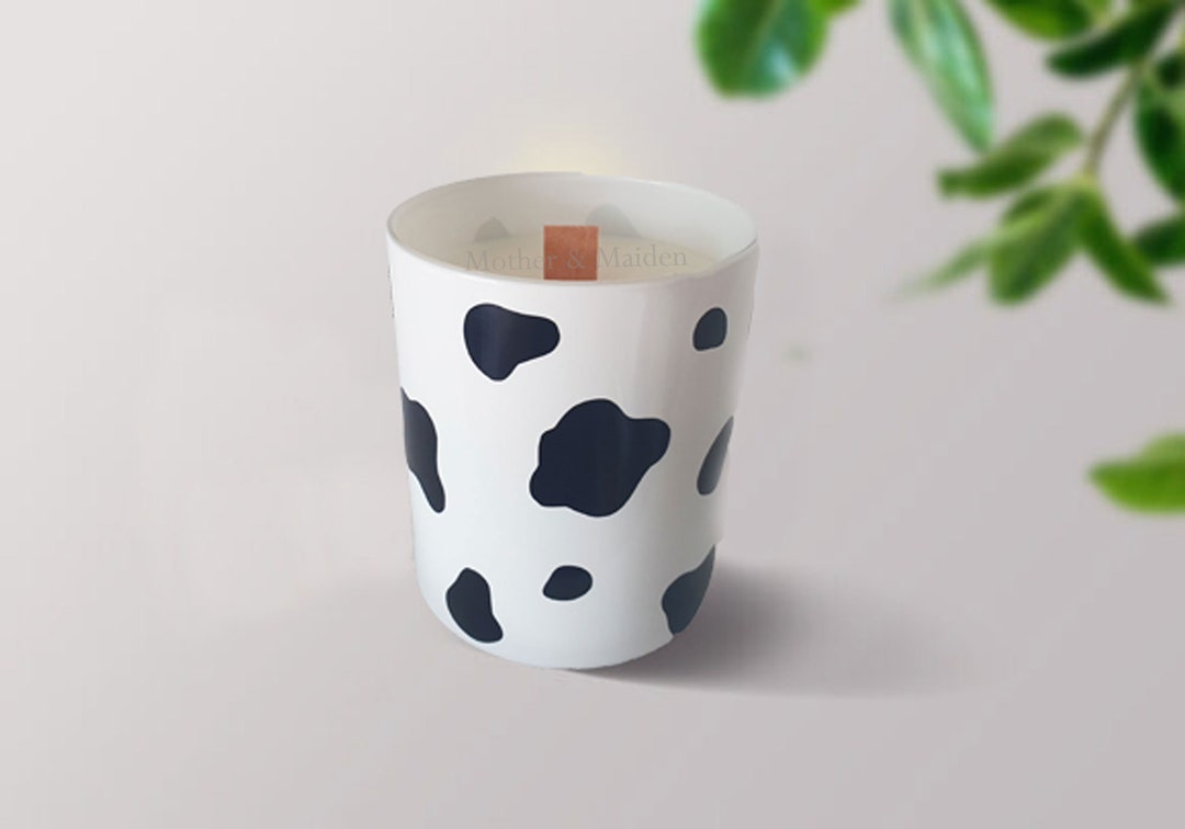 Cow Print Candle, Wood Wick, Cow Pattern Vegan Soy Wax, Dalmatian ...
