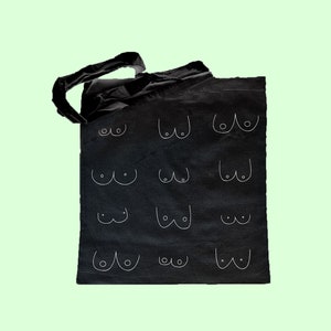 Tote Bag Boobs Boobie Aesthetic, Breasts, Body Positive, Sex Positivity, Booby Outlines, Line ...