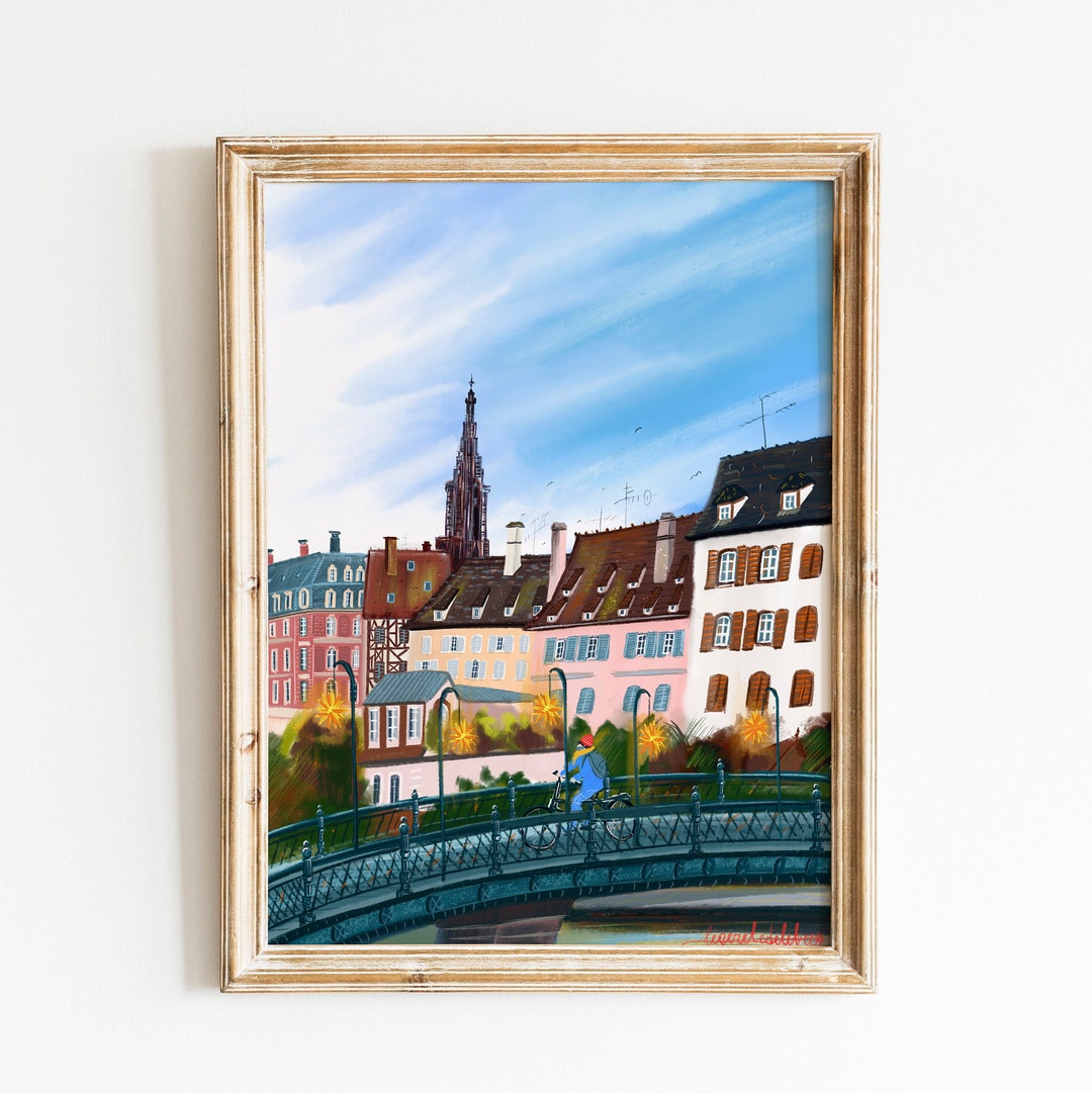 Strasbourg Panorama Poster|alsace Souvenir Art|old Strasbourg Print ...