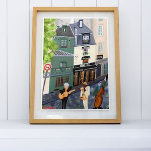 Street Musicians Paris Poster | Cafe Odette Paris Print| Street Music ...