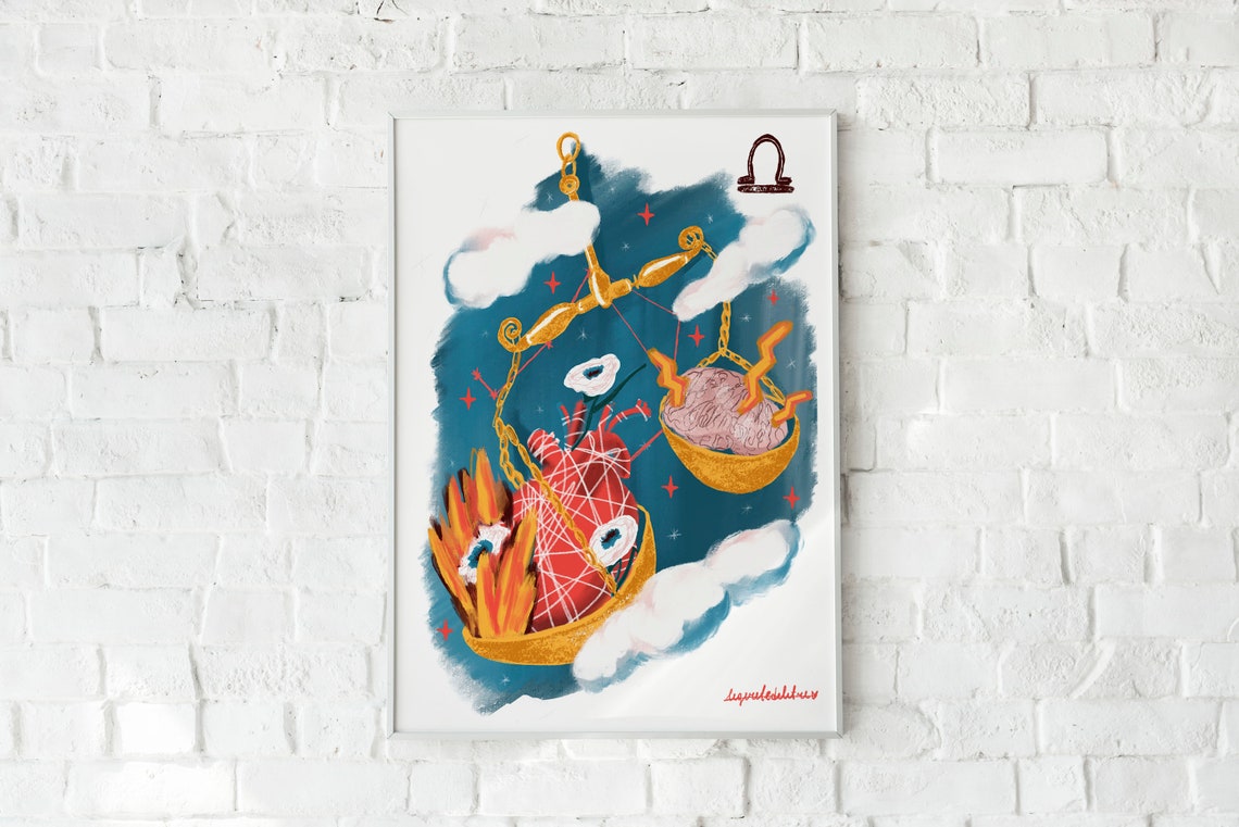 Libra Zodiac Sign Art Print libra Birthday Gift libra | Etsy