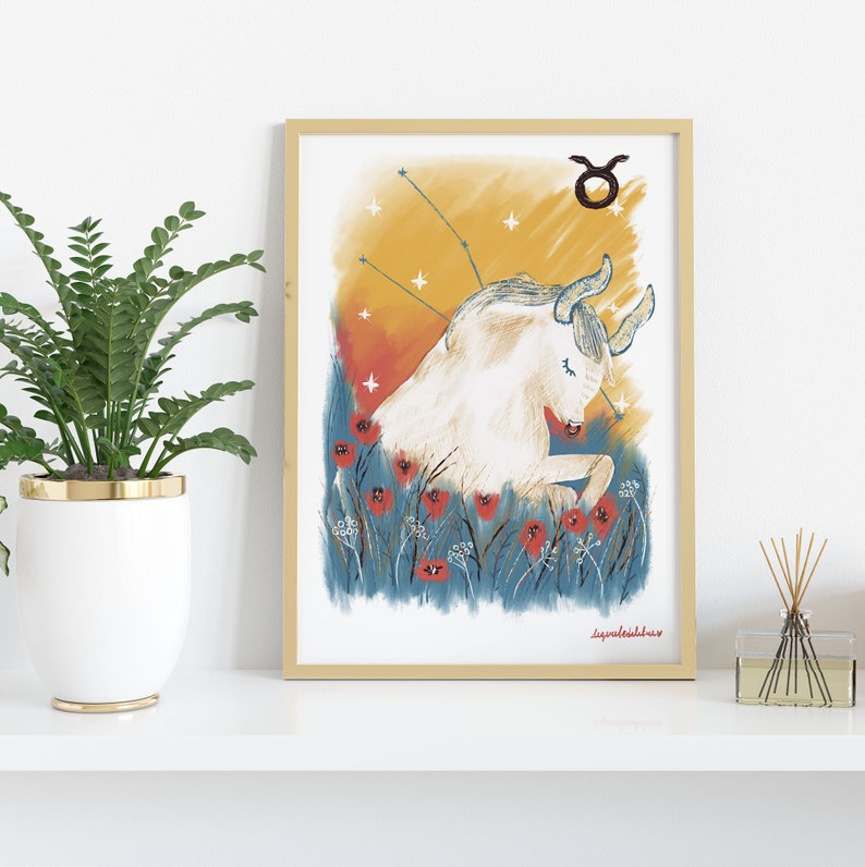 Taurus Zodiac Sign Art Print Taurus Birthday gift Taurus | Etsy