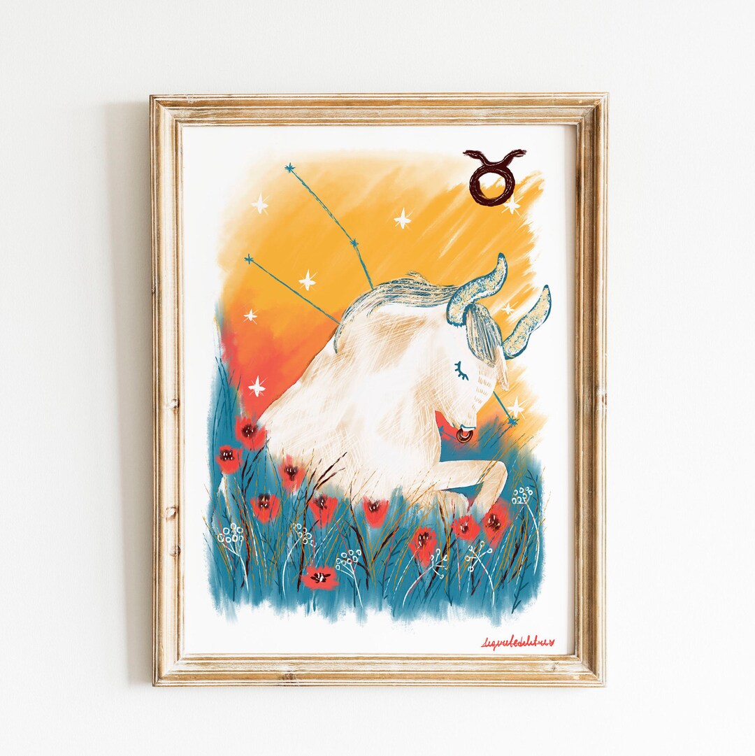 Taurus Zodiac Sign Art Print |taurus Birthday Gift |taurus Horoscope ...