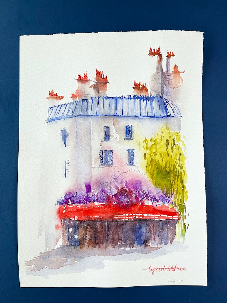 Parisian House Original Watercolor Sketch paris Building Art - Etsy