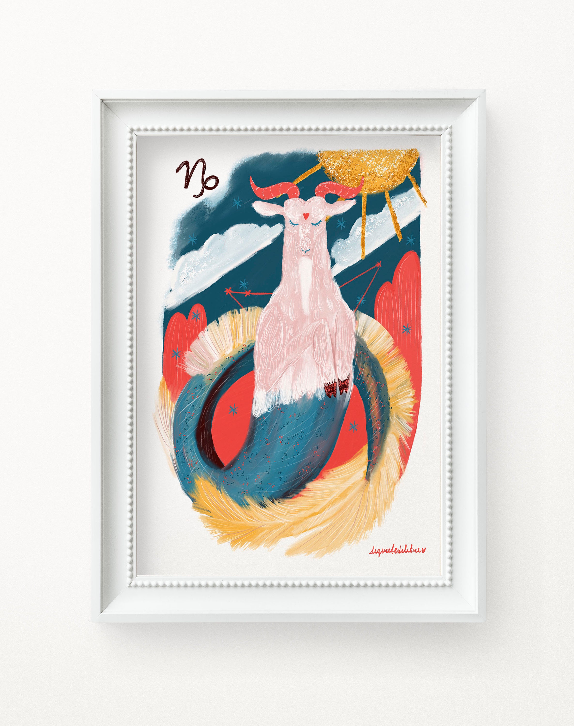 Capricorn Zodiac Sign Art Print: Illustrated Horoscope Poster - Etsy
