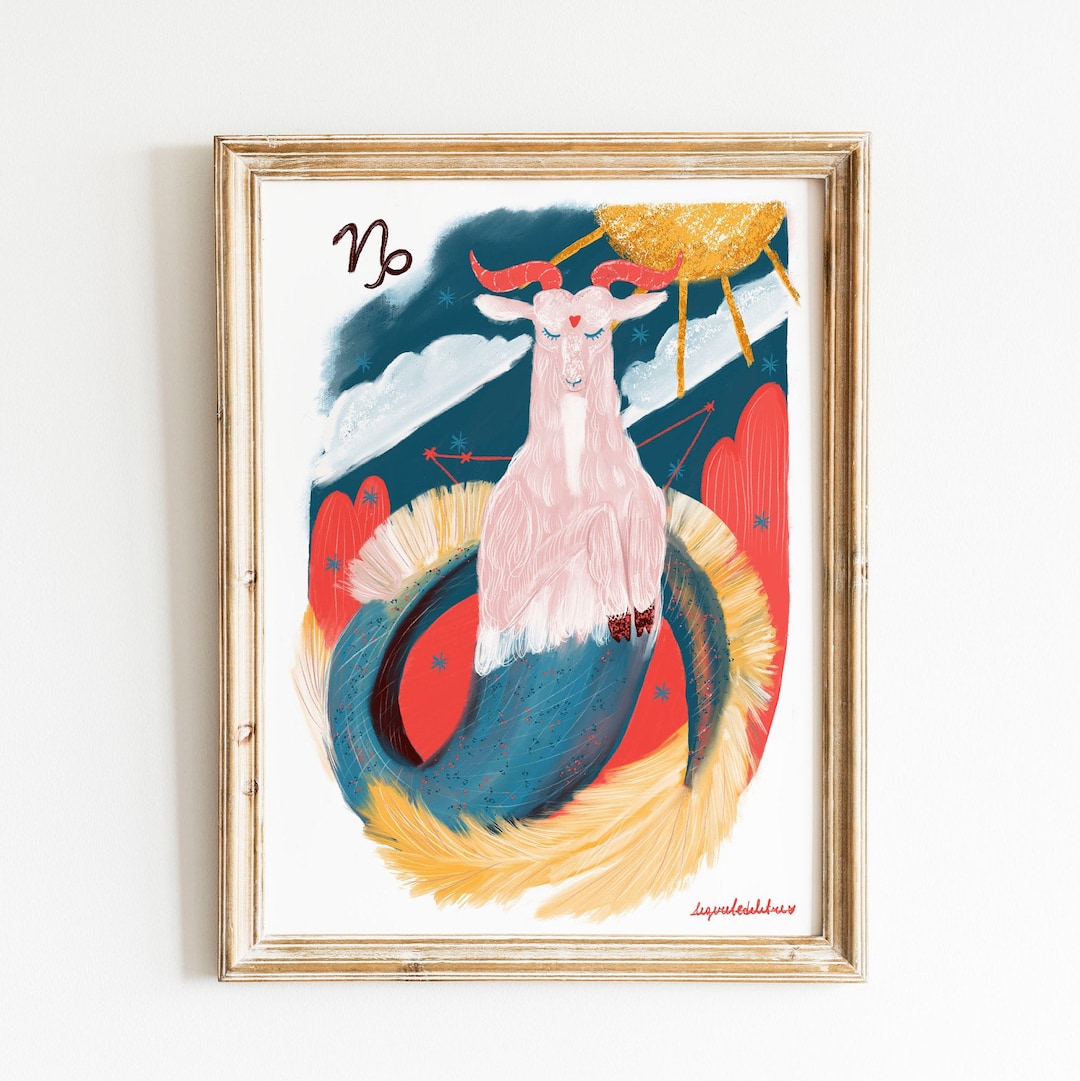 Capricorn Zodiac Sign Art Print: Illustrated Horoscope Poster - Etsy