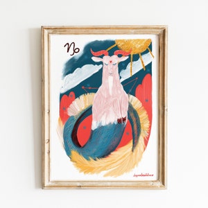 Capricorn Zodiac Sign Art Print: Illustrated Horoscope Poster - Etsy