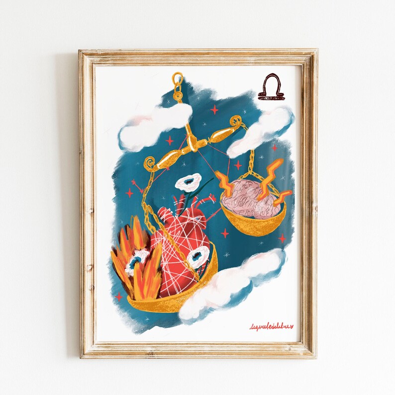 Libra Zodiac Sign Art Print libra Birthday Gift libra - Etsy