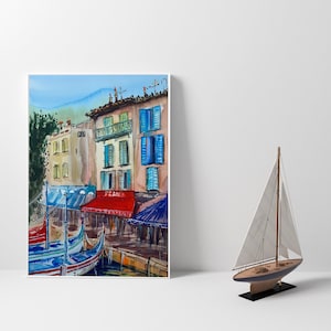 Cassis Watercolor Paintingcassis French City Artfrench Riviera ...