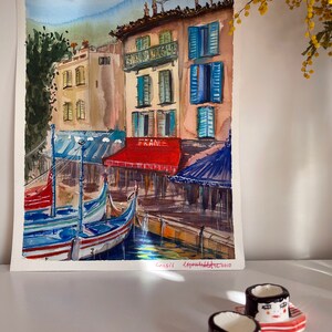 Cassis Watercolor Paintingcassis French City Artfrench Riviera ...