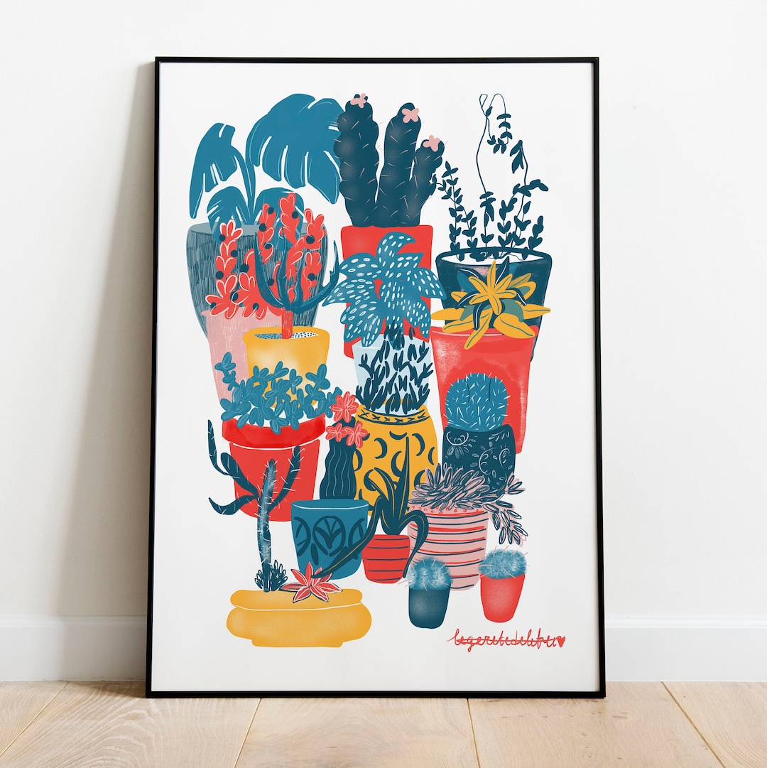 Plant Poster,cactus Digital Print,cactus Painting,cactus Picture,cactus ...